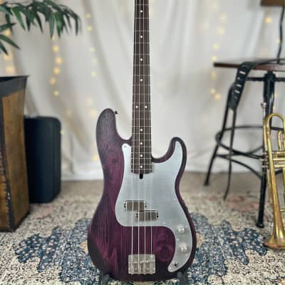 Offbeat Guitars Pamela 34" Scale Bass in Wild Violet with EMG | Reverb