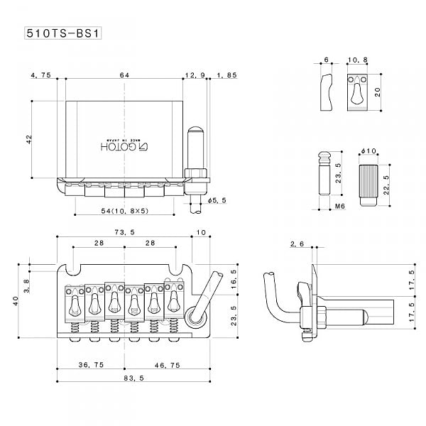 GOTOH 510T-BS1 Tremolo Bridge, chrome | Reverb