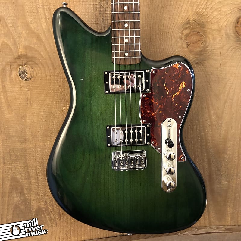 ElectraVox Ultra Deluxe Offset Electric Guitar Green Burst | Reverb