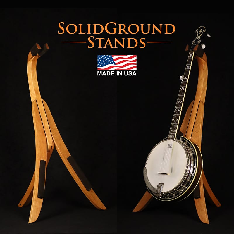 Wood Banjo Stand Cherry by Solid Ground Stands | Reverb