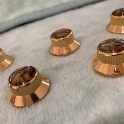 Schaller Speed Knobs 80’s - Gold Plated Brass with Abalone | Reverb
