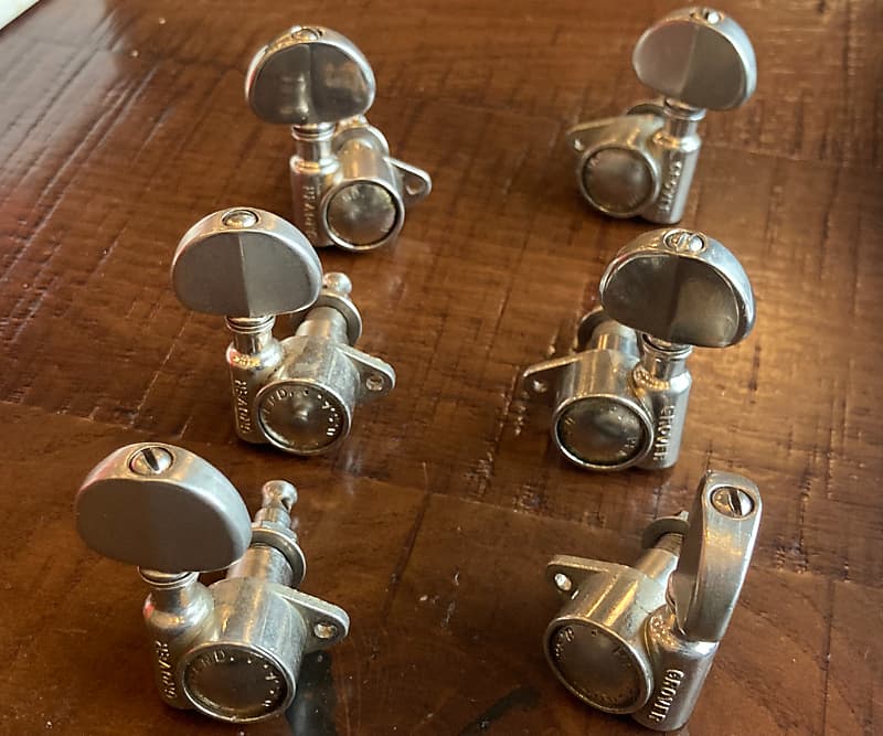 Early 1960's Grover Rotomatic Nickel 3x3 Tuning Heads Pat | Reverb