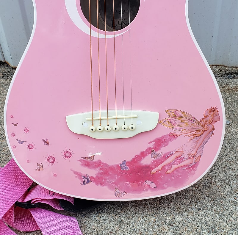 Luna Aurora Borealis Faerie Short Scale Acoustic PINK Rare! | Reverb
