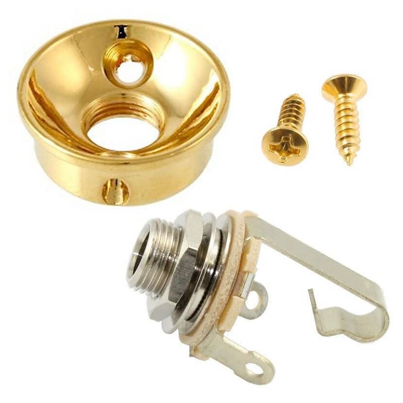 NEW Electrosocket Round Retrofit Tele Jack GOLD + | Reverb Australia