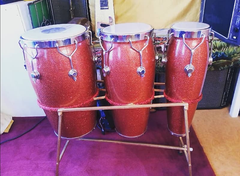 Vintage Classic Conga Hand Drum Percussion Gold Glitter | Reverb UK