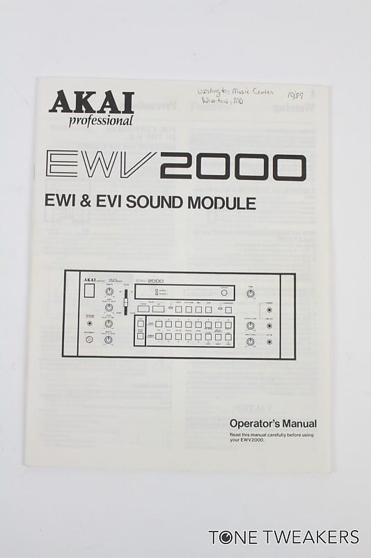 Akai EWV2000 EWI and WVI Sound Module Operators Manual book | Reverb
