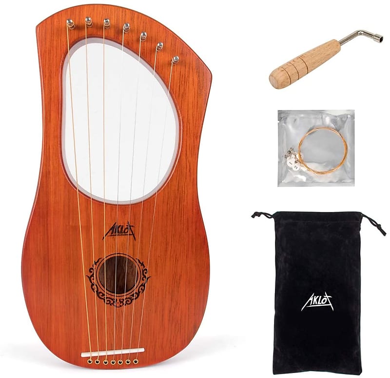 7 String Lyre Harp Bundle - Bone Saddle Mahogany Body | Reverb