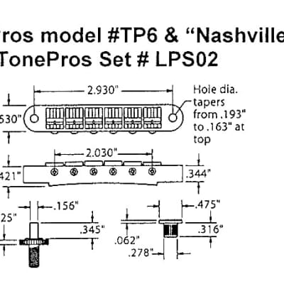 Tone Pros LPBS02/BLK TP6 T1ZS Bridge Tailpiece Set US 4mm | Reverb