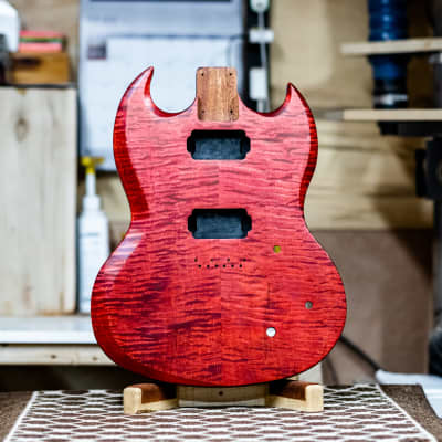 SG style bolt on Body / Figured Maple & Mahogany SG body | Reverb
