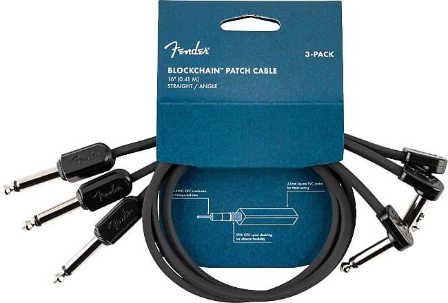 Fender Blockchain 16" Pedal Patch Cables, 3-pack, | Reverb