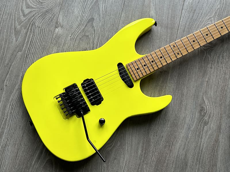 ESP Custom George Lynch Neon Yellow Early 90s Strat Headstock | Reverb