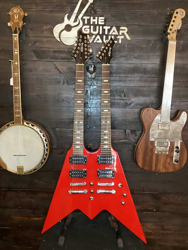 Wonderful Double neck flying “M” 1995 - Red | Reverb