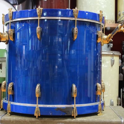 1990s Pearl Masters Custom 18"x22" in Blue Lacquer / Gold | Reverb