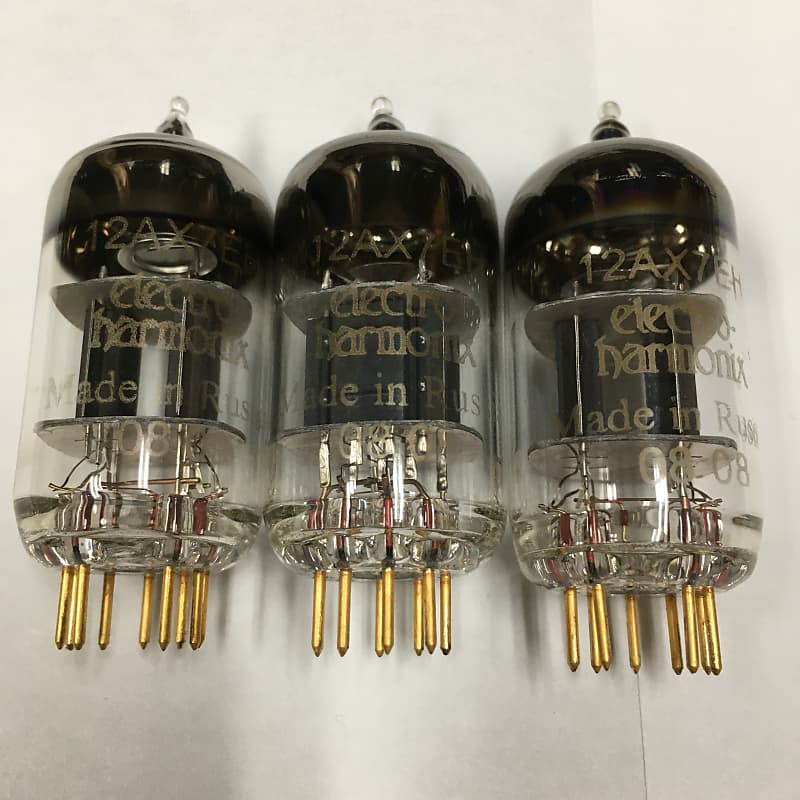 3 Pack Electro-Harmonix 12AX7 EH gold pins Preamp Tubes | Reverb