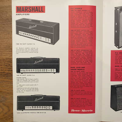 Marshall CATALOG with french distributor letter 1969 | Reverb