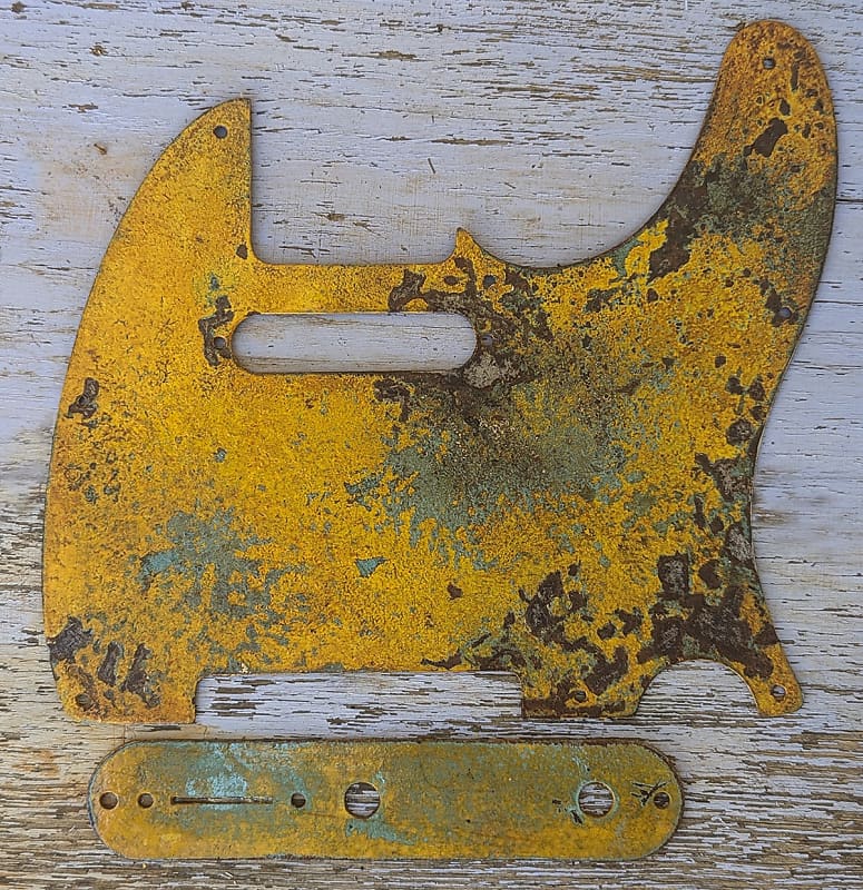 telecaster 8 holes pickguard - Steel heavy rust relic | Reverb