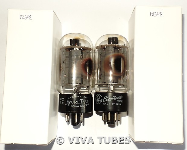 Matched Pair 1960 GE USA 6L6GC Gray Plate 2 Side [] Get C Get | Reverb