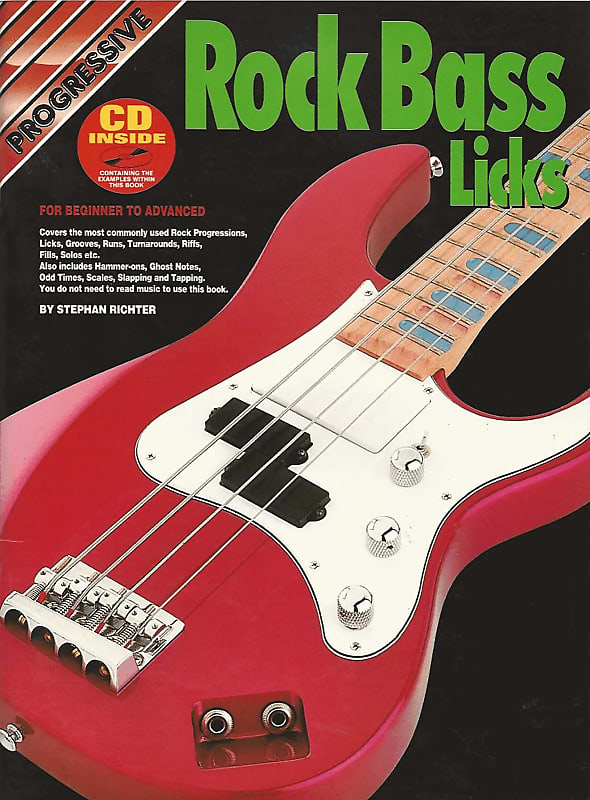 Bass Guitar Rock Bass Guitar Licks Music Book & CD - G1 X | Reverb