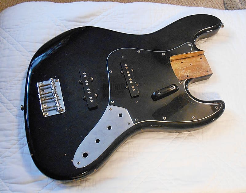 2005 Squier Affinity Jazz Bass Body. Natural Relic. Black. | Reverb