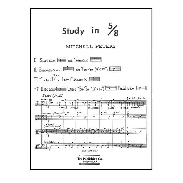 Study In 5/8 For Percussion Quartet - by Mitchell Peters - | Reverb