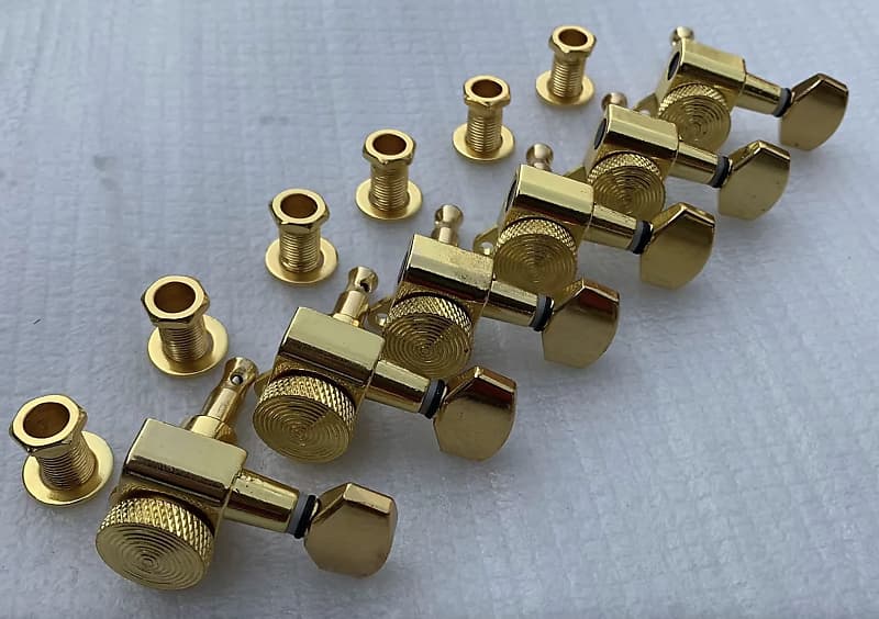 Gold Guitar Locking Machine Heads Inline Tuners Pegs | Reverb