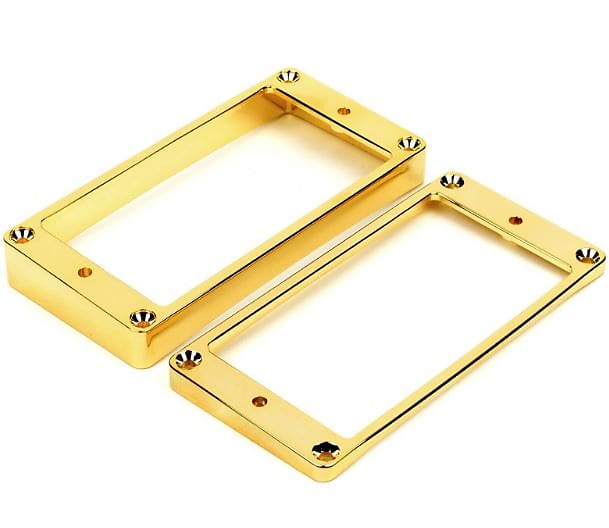 Rifftone Metal Humbucker Slanted Pickup Ring Set Gold , | Reverb