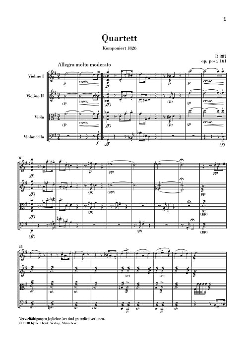 String Quartet In G Major Op Post 161 D 887 Streichquartett G | Reverb