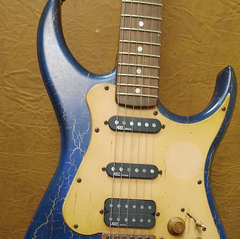 AXL Badwater Blue Crackle HSS Electric Guitar SRO AS 820 | Reverb