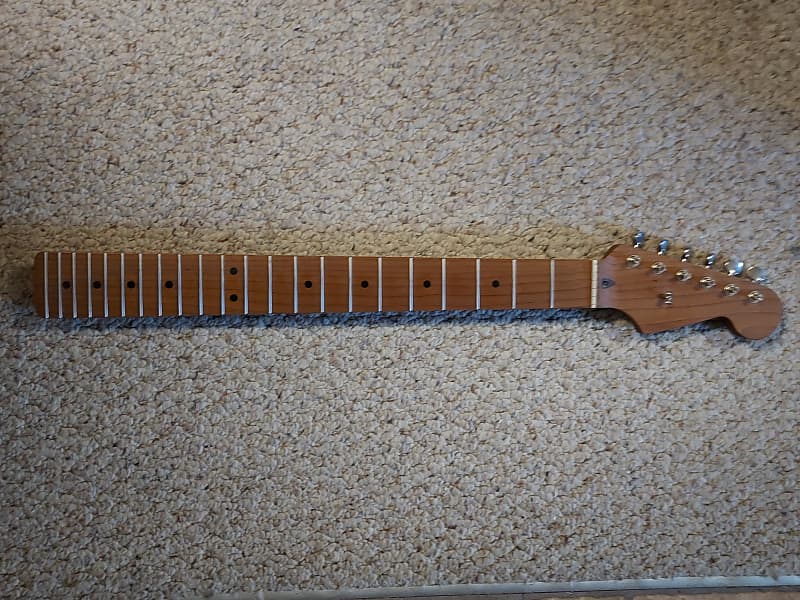 Warmoth Roasted Maple Stratocaster Neck (Boatneck) | Reverb