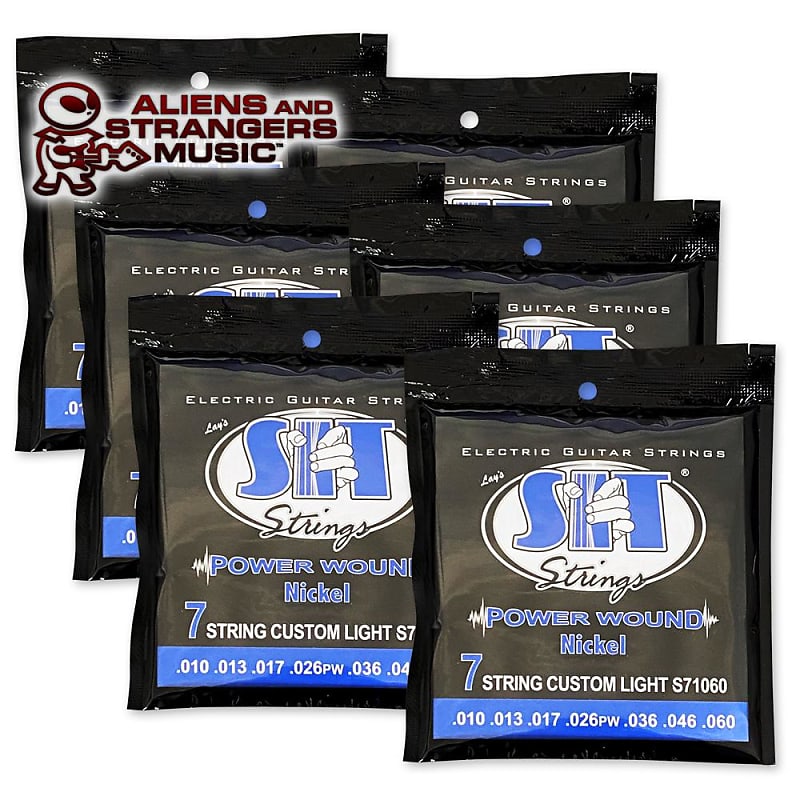 6 Sets! SIT Strings S71060 7-String Custom Light Power Wound | Reverb