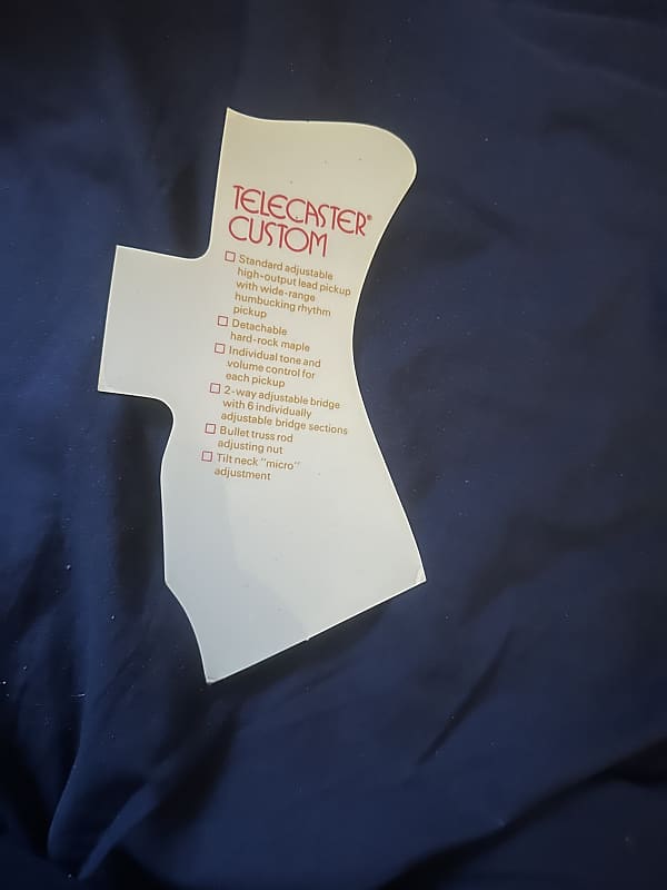 Fender Telecaster Custom pickguard sticker 1970s | Reverb Australia