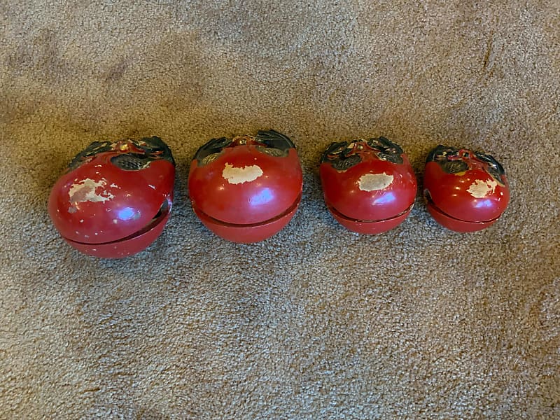 Japanese Temple Blocks Probably 30s Red and Black | Reverb