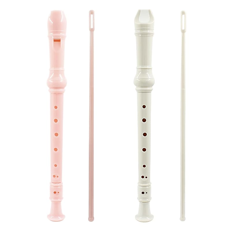 2 Pcs Soprano Recorder Instrument, Pink And White German | Reverb