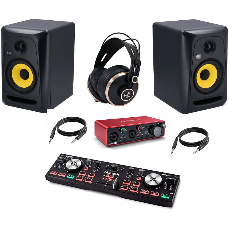 Numark DJ2GO2 Touch + x2 KRK Rokit Classic 5, x1 Focusrite | Reverb