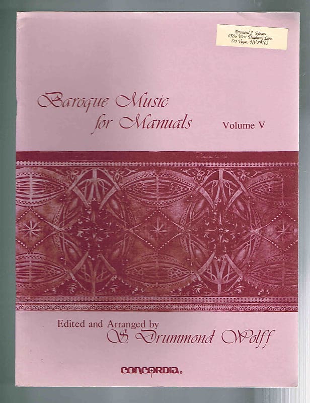 Baroque Music for Manuals Volume V - Edited and Arranged by | Reverb