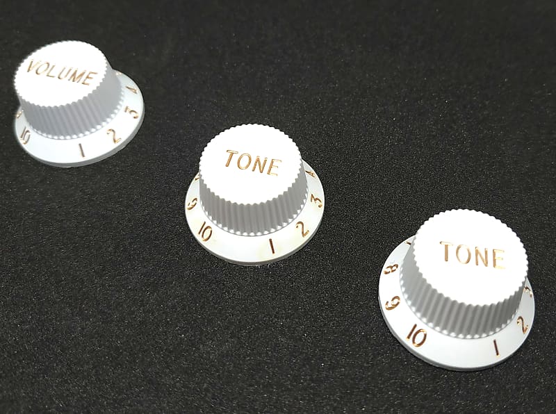 3 Potentiomer white Control Knobs for Stratocaster, 1 Vol + 2 | Reverb