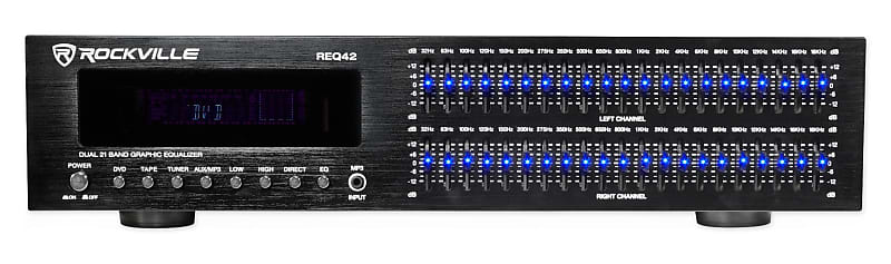 Rockville REQ42-B Black 19" Rack Mount 2 x 21 Band Equalizer | Reverb
