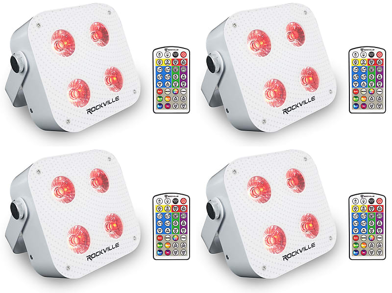 (4) Rockville MINI IR4 White RGBWA+UV DJ Par Wash Up | Reverb