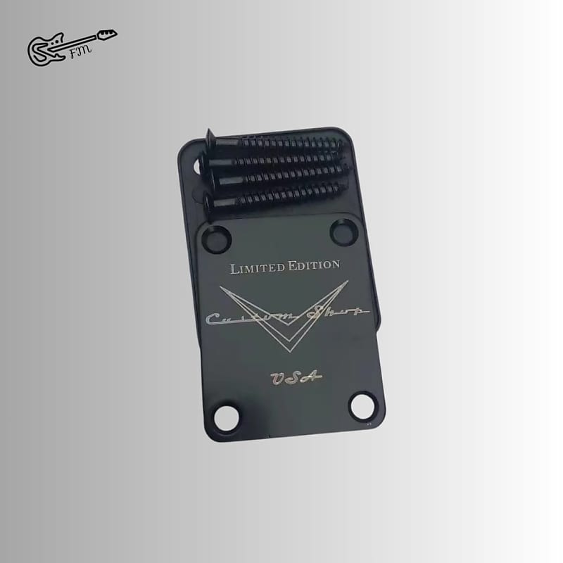Black USA Fender Custom Shop Logo Neck Backplate (Fits Squier | Reverb