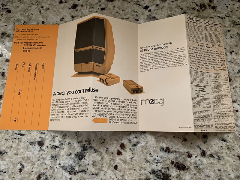 Moog Dealer Tape Projector Flyer Brochure 70's | Reverb