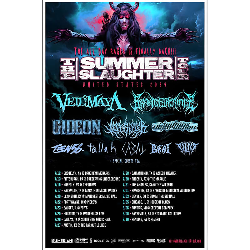 THE SUMMER SLAUGHTER TOUR 2024 Ltd Ed New RARE Poster! VEIL | Reverb