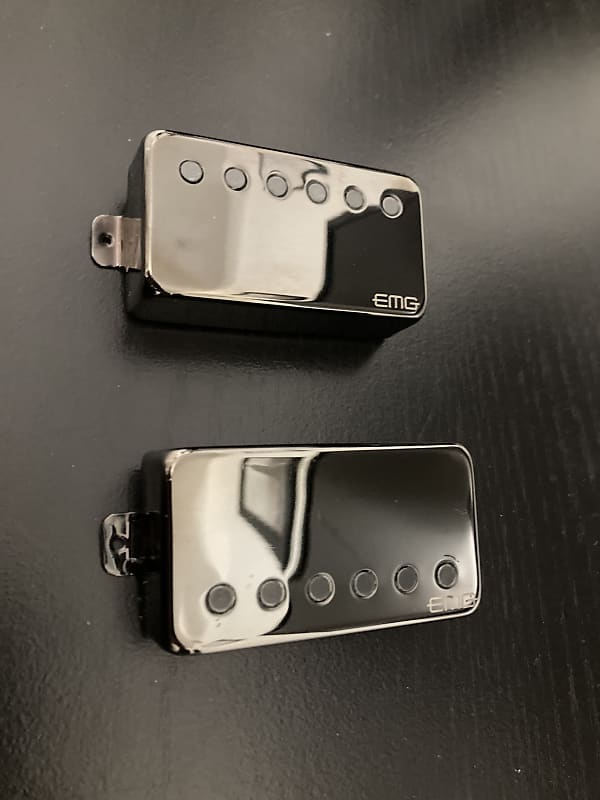 EMG Het Set 2021 - Black Chrome Active Guitar Pickup Set | Reverb