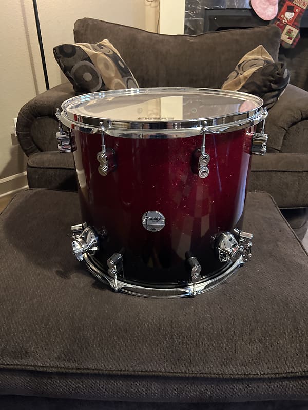 PDP 14x16” floor tom with legs 2022 Cherry red to black fade | Reverb