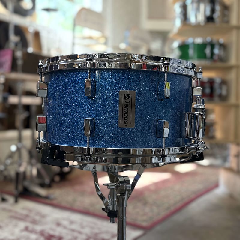Tempus 7.5x14" Carbon Fiber Snare Drum - Blue Glitter | Reverb