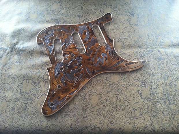 Custom Tooled Leather Pickguard fits Fender | Reverb Canada