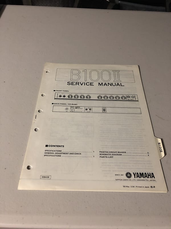 Yamaha B100II Amplifier Service Manual 1980 | Reverb