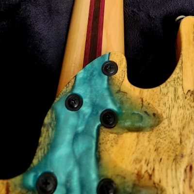 SJ Custom Guitars 5 string bass ,Spalted Mandarin / Epoxy, | Reverb