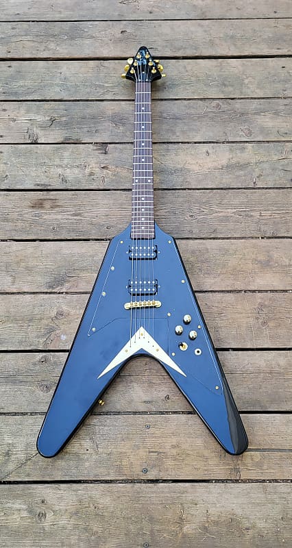 Custom Black Midnight Flying V electric Guitar | Reverb