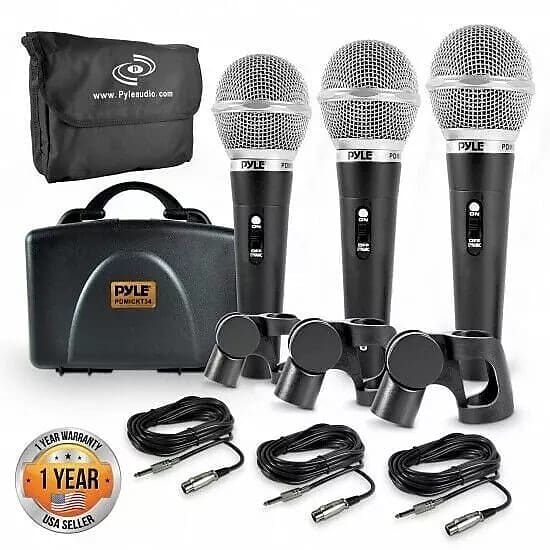 Dynamic Microphone Kit – 3 Professional Handheld Mics with | Reverb
