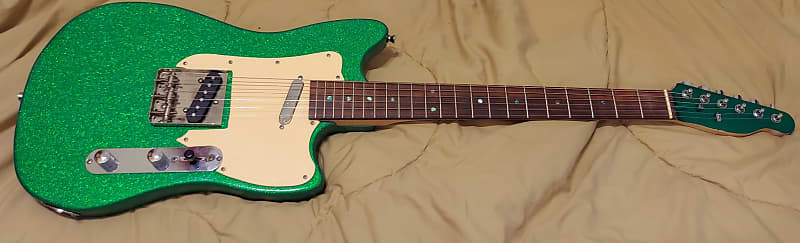 Partscaster Mustang Tele 2020 Green Sparkle | Reverb